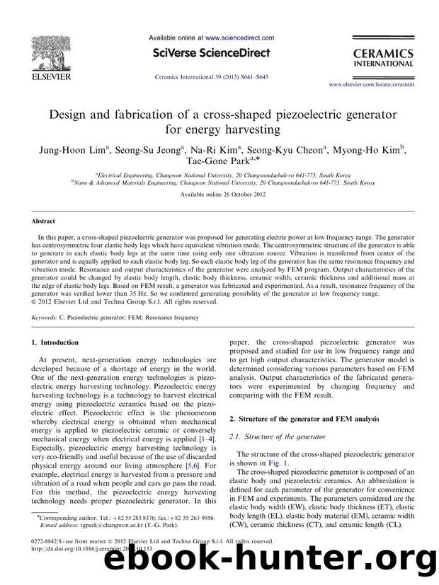 Design and fabrication of a cross-shaped piezoelectric generator for ...